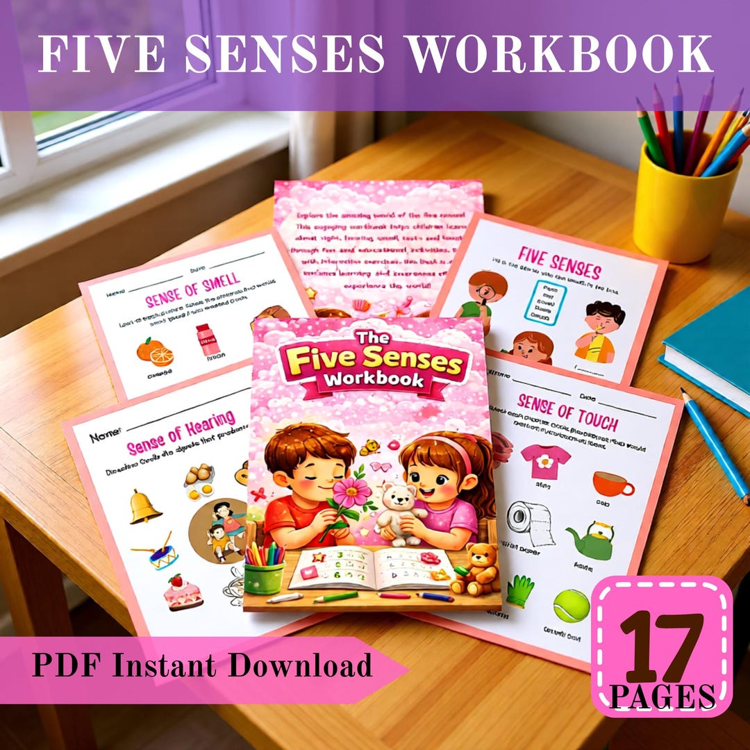 Five Senses Workbook for Kids | Preschool Science Activity PDF | 17 ...