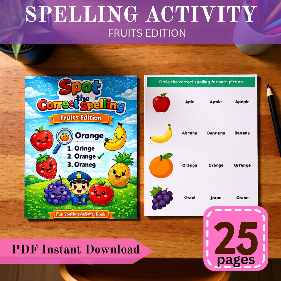 Spot the Correct Spelling Fruits Activity | Kids Spelling Worksheets ...
