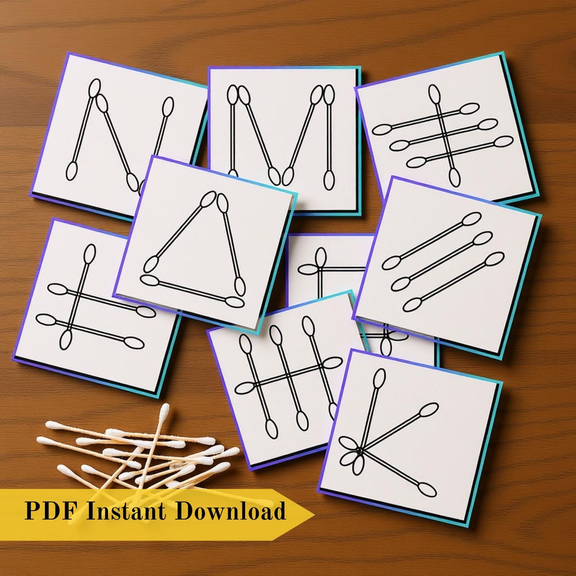 Cotton Swab Pattern Cards – 25 Cards | Montessori Printable Activities ...