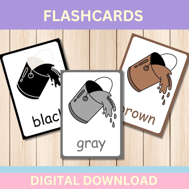 Colors Flashcards in 3 Sizes | Instant Downloadable Digital Educational ...