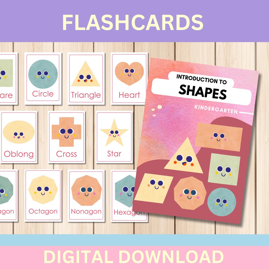 Geometric Shapes Flash Cards Printable Montessori Materials Preschool ...