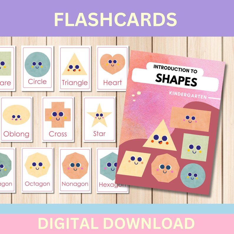 Geometric Shapes Flash Cards Printable Montessori Materials Preschool ...