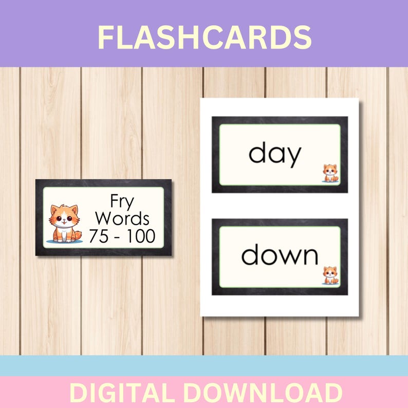 Printable Fry's First Hundred Sight Words Flashcards Kindergarten- 1st ...
