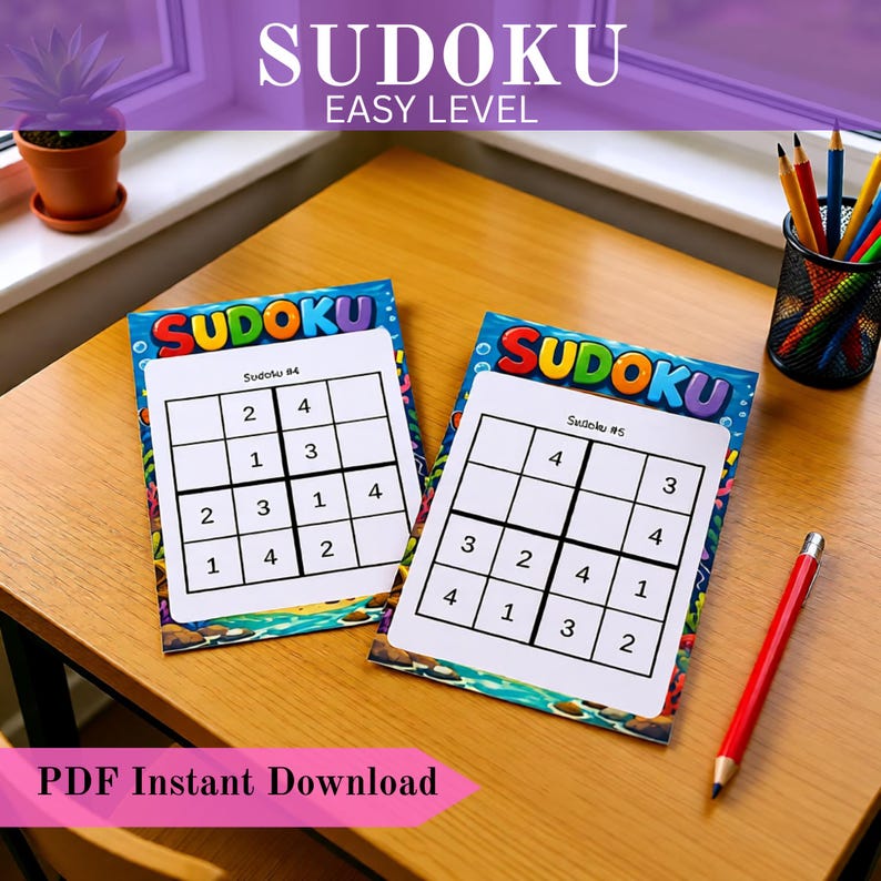 Sudoku for Kids Easy Level | Printable Underwater Theme Sudoku Puzzles ...