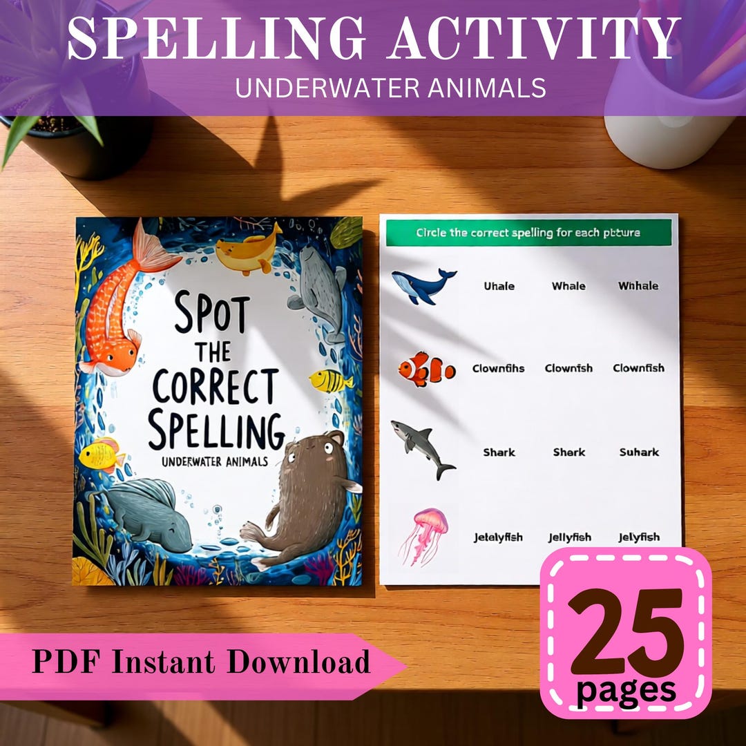 Underwater Animals Spelling Activity | Spot the Correct Spelling ...
