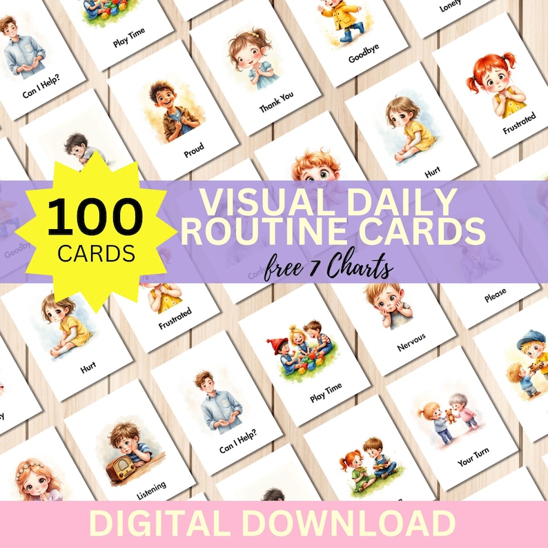 100 Visual Daily Routine Cards for Kids - Printable Flash Cards With ...