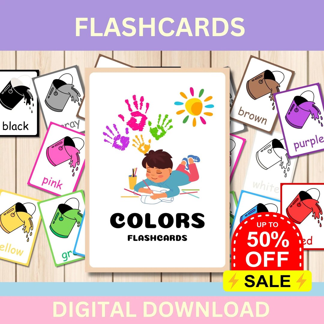 Colors Flashcards in 3 Sizes | Instant Downloadable Digital Educational ...