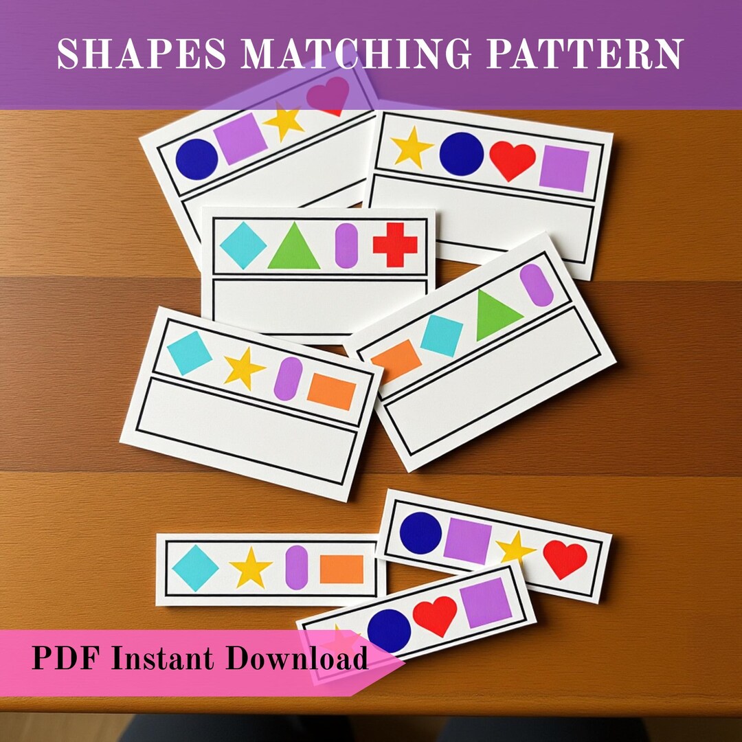 Shapes Pattern Matching- 30 Task Box Activity Set- for Preschool ...