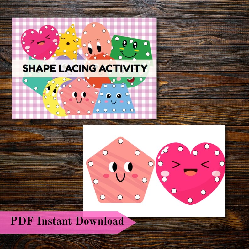 Shape Lacing Cards for Kids | Printable PDF | Preschool Fine Motor ...