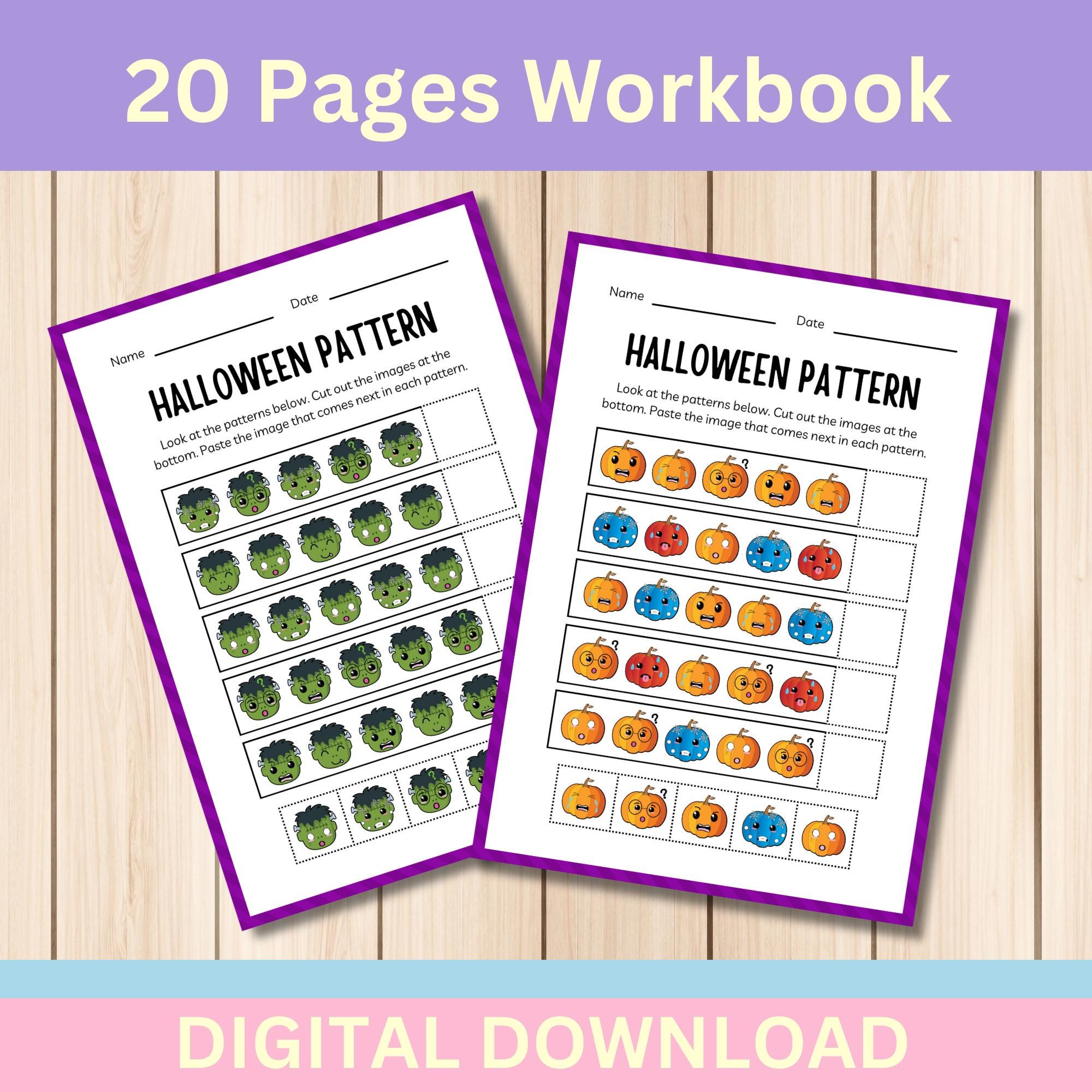 Halloween Kindergarten Printable, Halloween Workbook, Printable ...