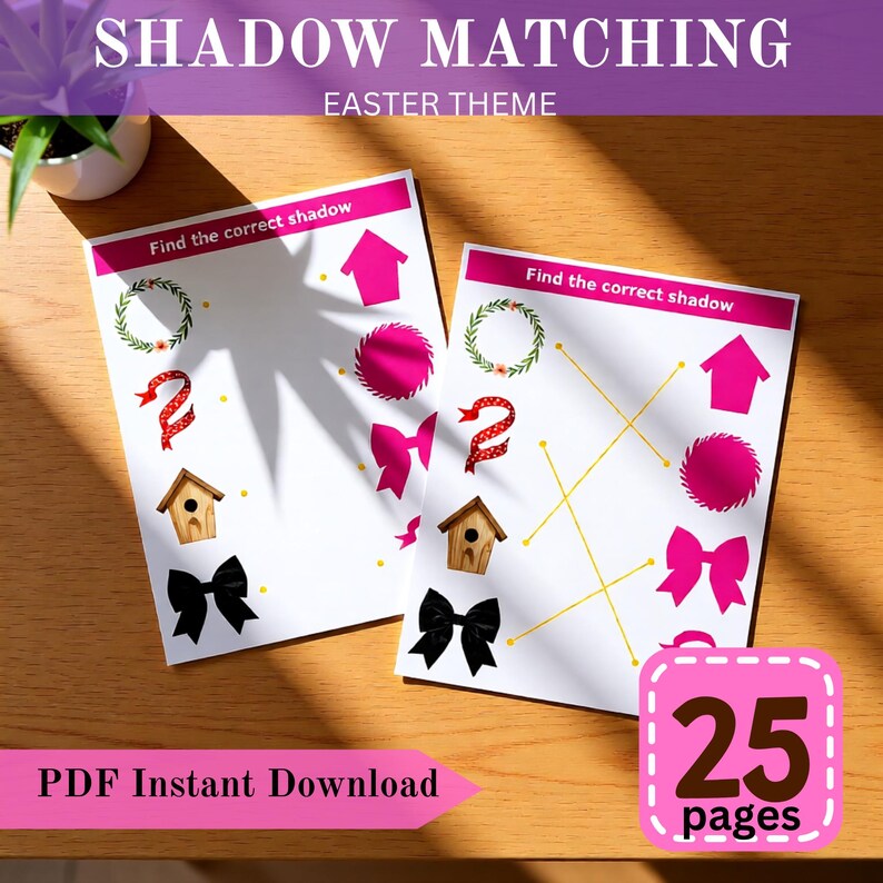 Easter Shadow Matching Game | Printable Kids Activity | 25‑page PDF ...