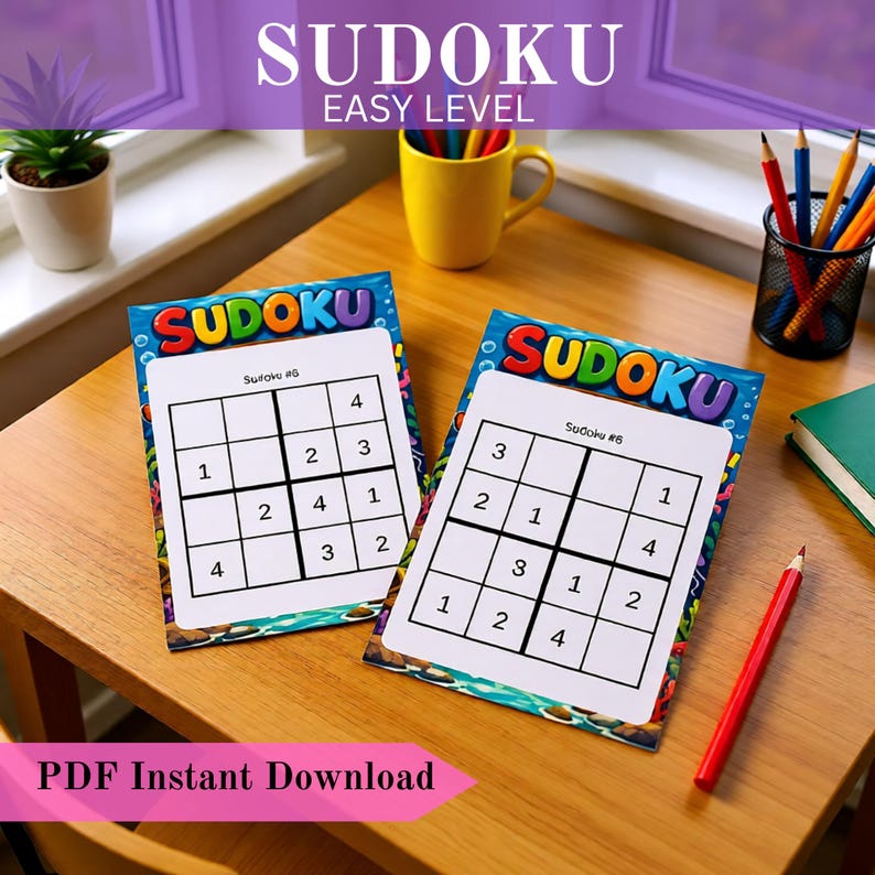 Sudoku for Kids Easy Level | Printable Underwater Theme Sudoku Puzzles ...