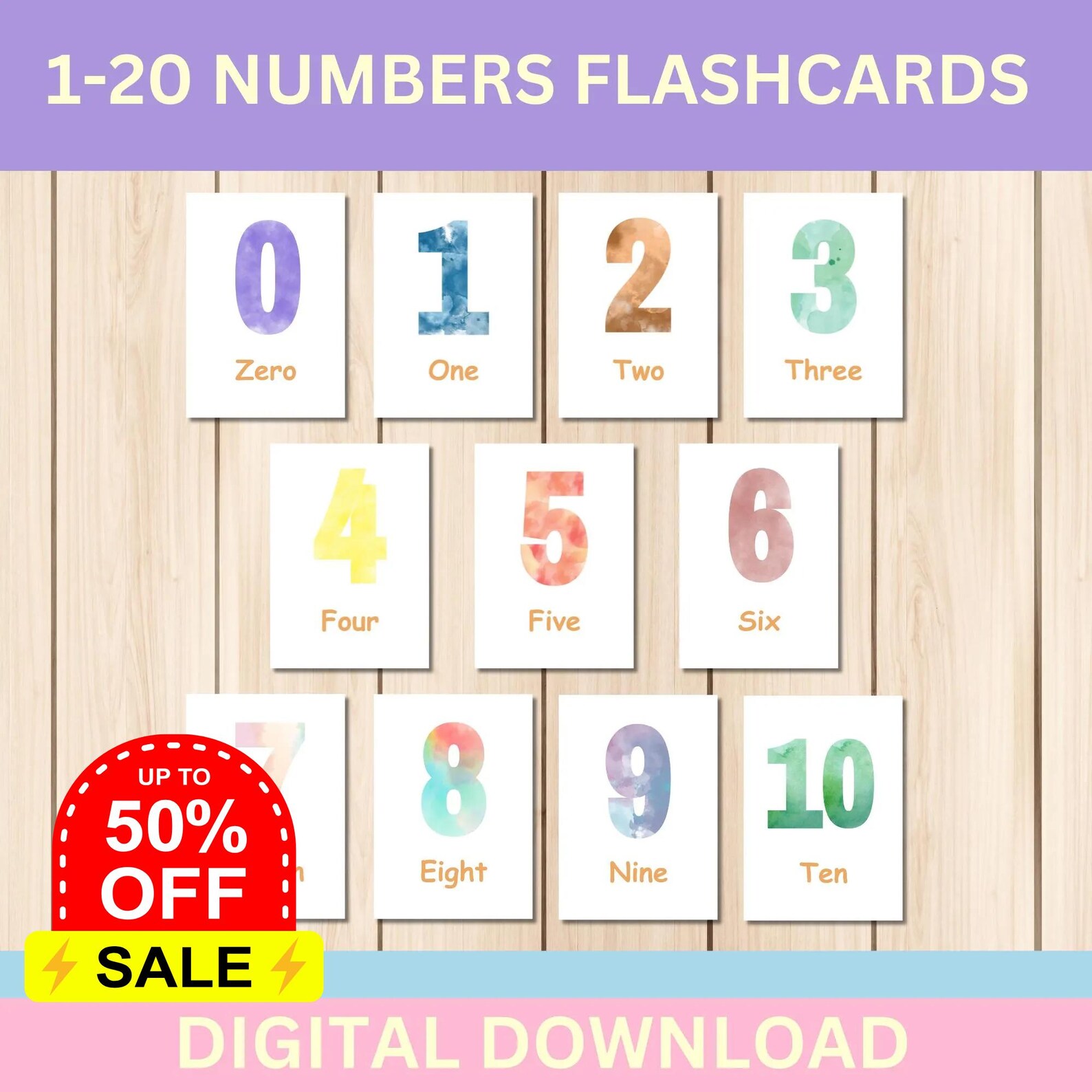 Number Flash Cards Homeschool Preschool Montessori Printable Cards Math ...