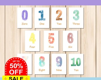 Number Flash Cards Homeschool Preschool Montessori Printable Cards Math ...