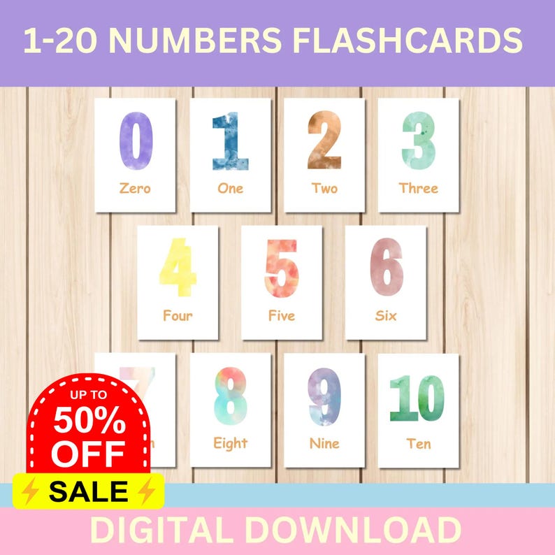 Number Flash Cards Homeschool Preschool Montessori Printable Cards Math ...