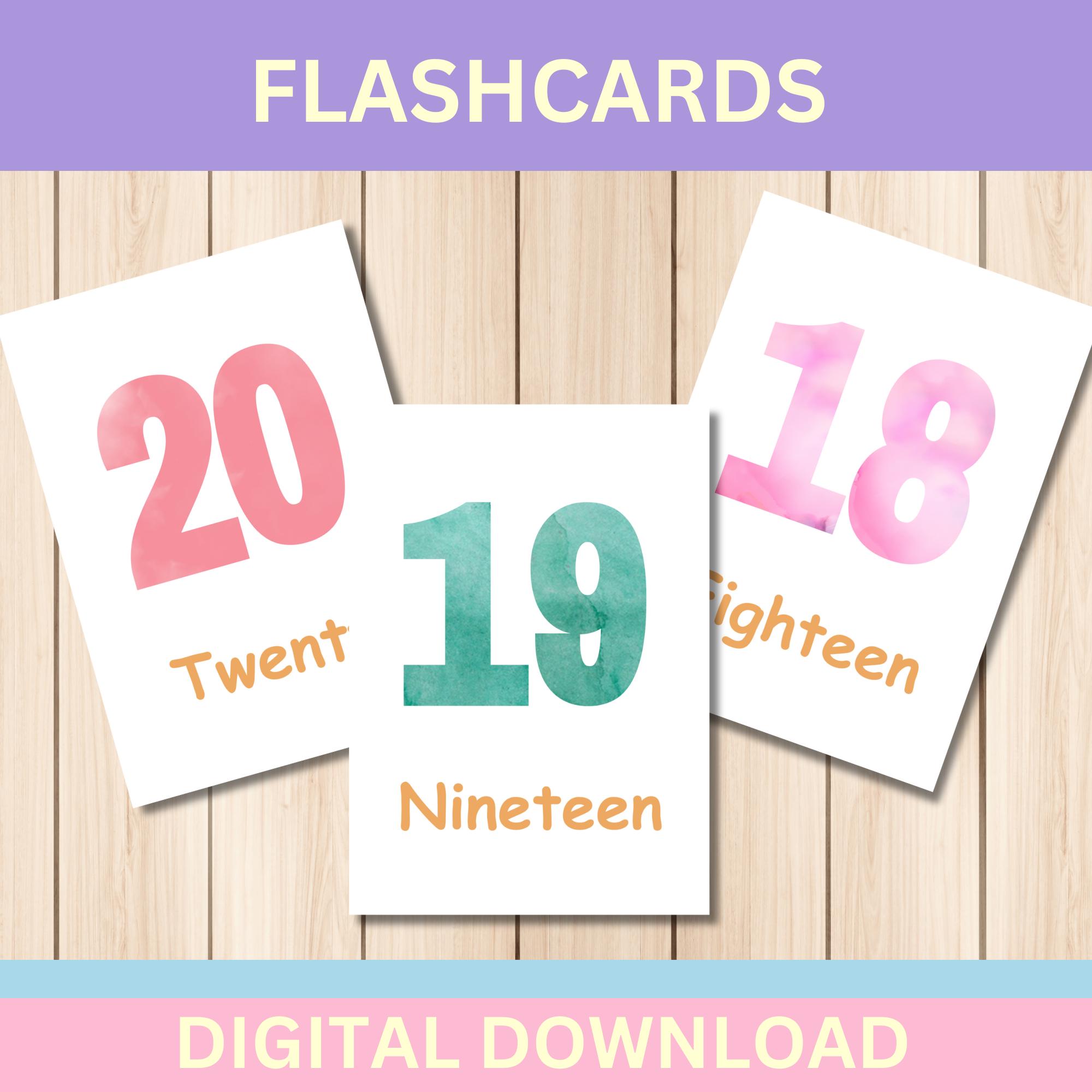 Number Flash Cards Homeschool Preschool Montessori Printable Cards Math ...