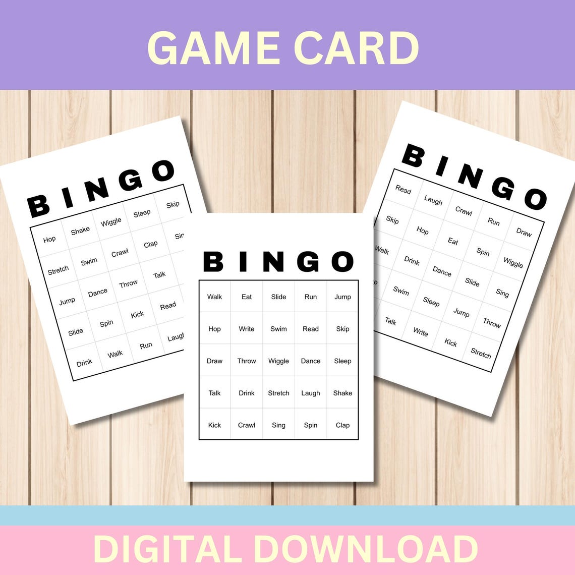 Verbs Bingo Game for Kids 50 Action Verbs Educational Printable Game ...