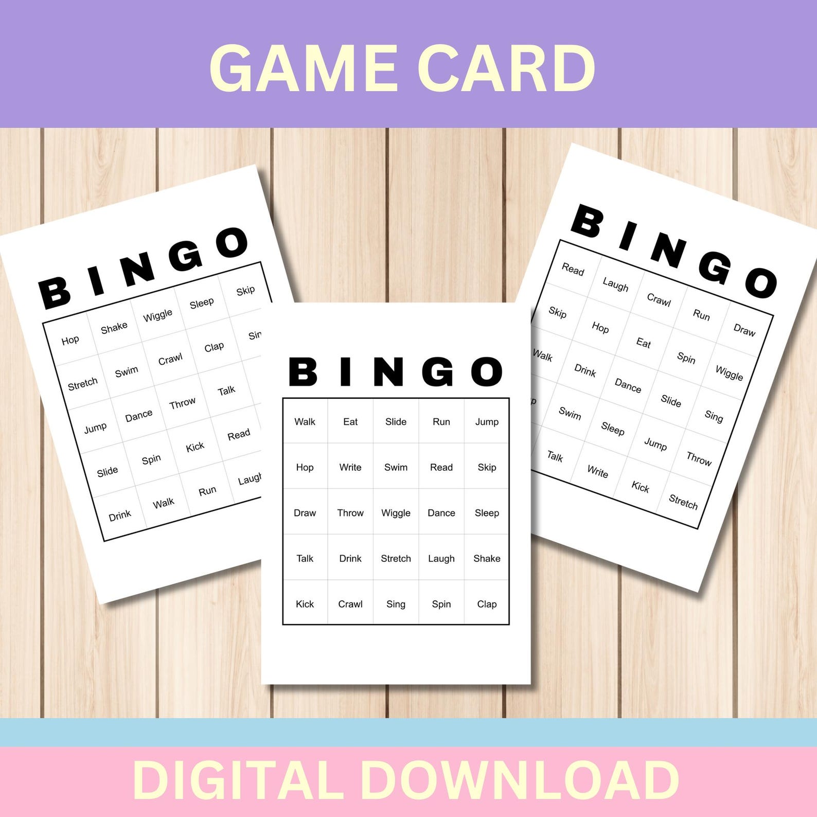 Verbs Bingo Game for Kids 50 Action Verbs Educational Printable Game ...