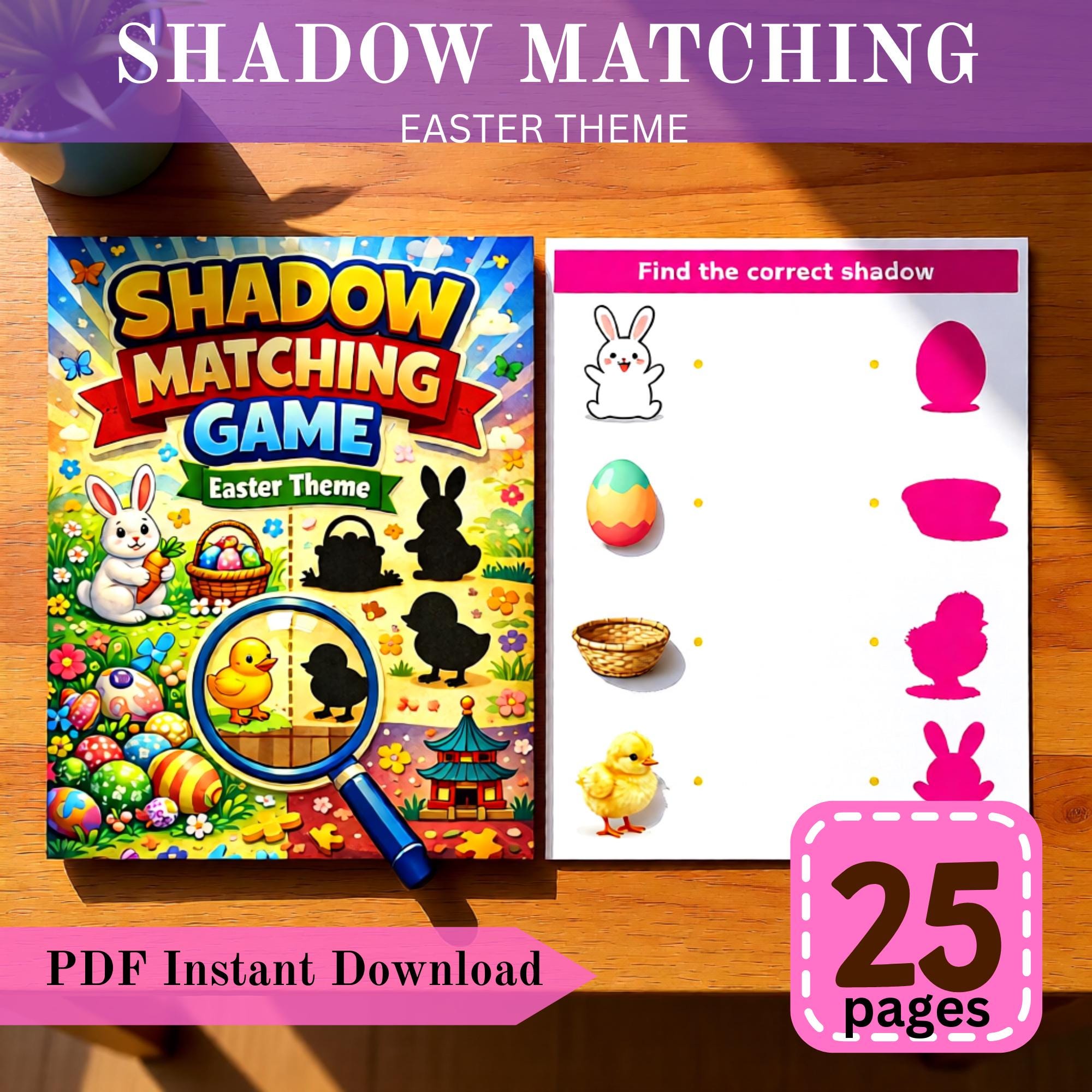 Easter Shadow Matching Game | Printable Kids Activity | 25‑page PDF ...