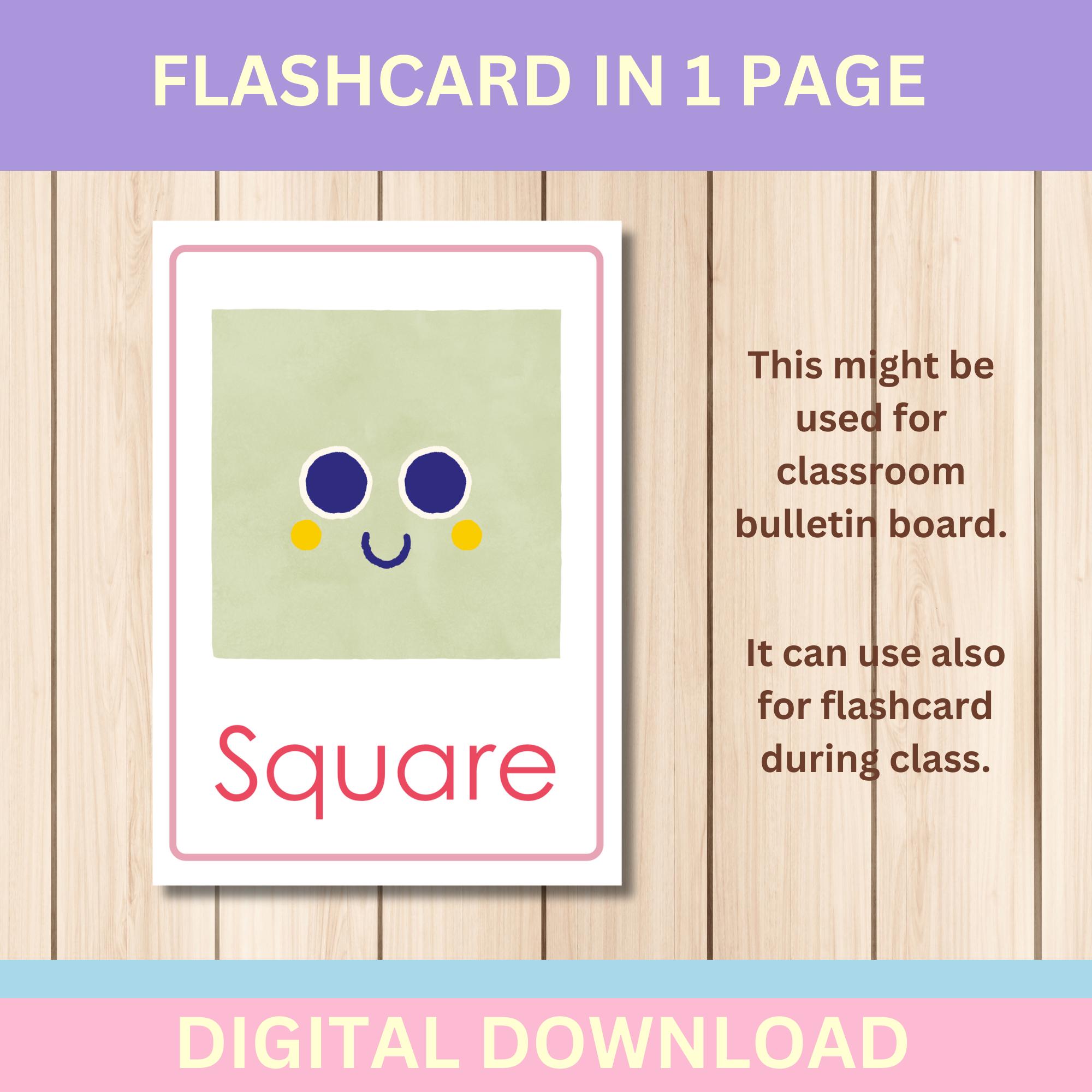 Geometric Shapes Flash Cards Printable Montessori Materials Preschool ...