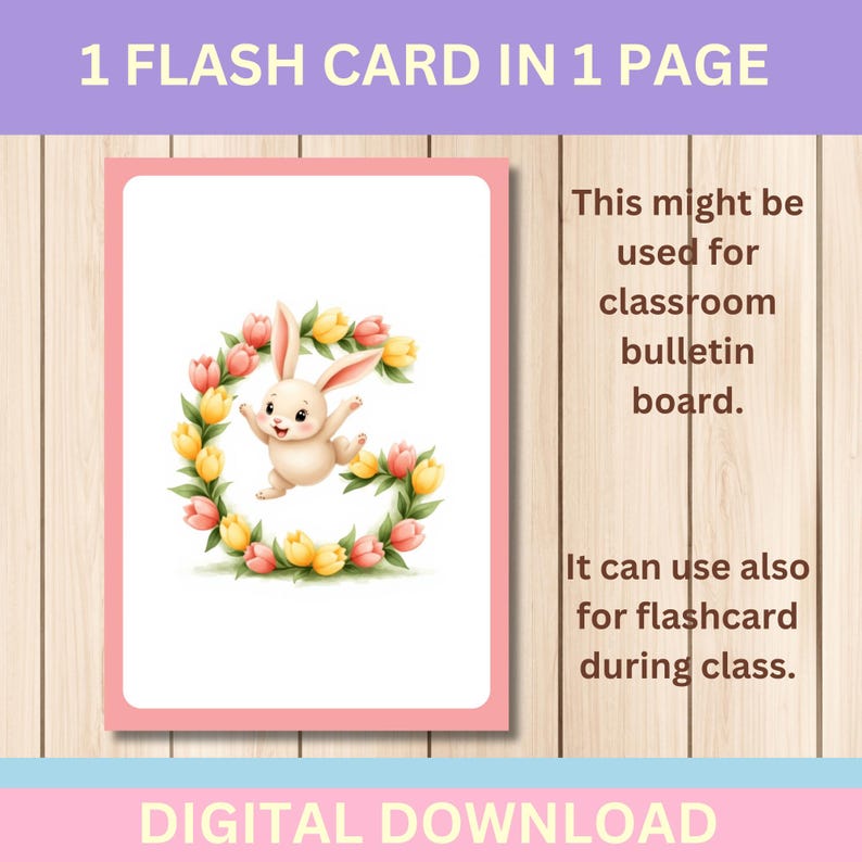 A to Z Bunny Alphabet Flash Cards for Kids - Printable ABC Animal Cards ...