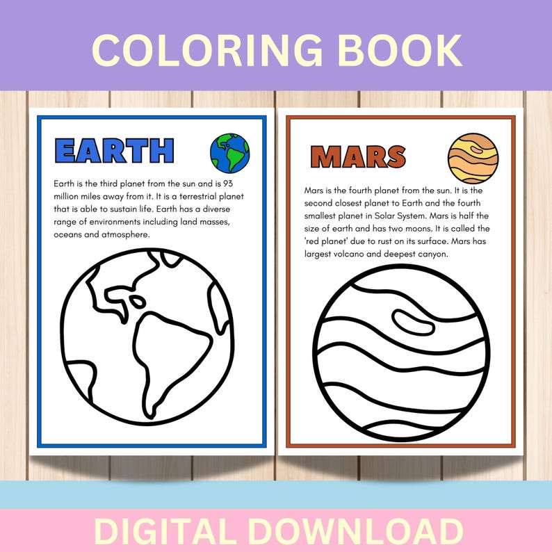 Solar System Coloring Pages for Kids - 9 Informative Coloring Pages, A4 ...
