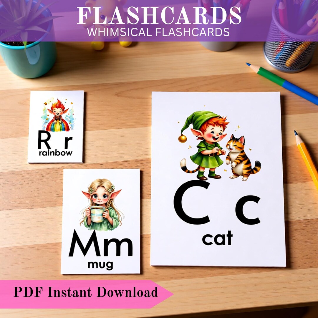 Whimsical Elf Flash Cards – Set of 3 Sizes for Fun Learning, Printable ...