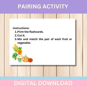 40 Cute Fruits and Vegetables Paring Activity for Kids | Learning ...