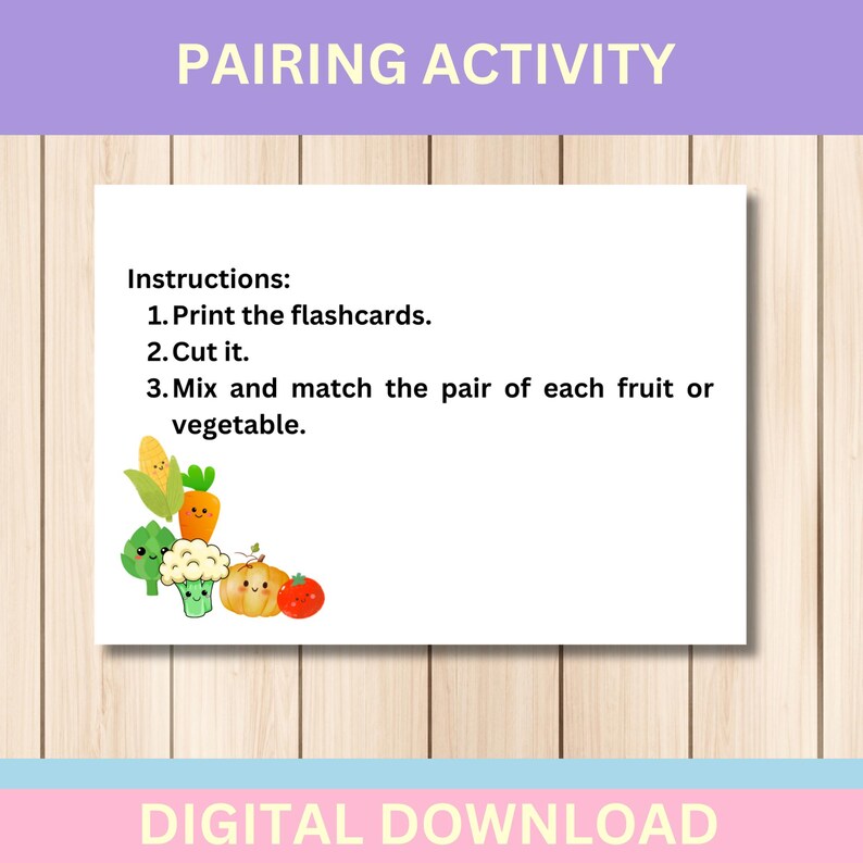 40 Cute Fruits and Vegetables Paring Activity for Kids | Learning ...
