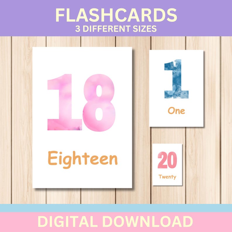 Number Flash Cards Homeschool Preschool Montessori Printable Cards Math ...