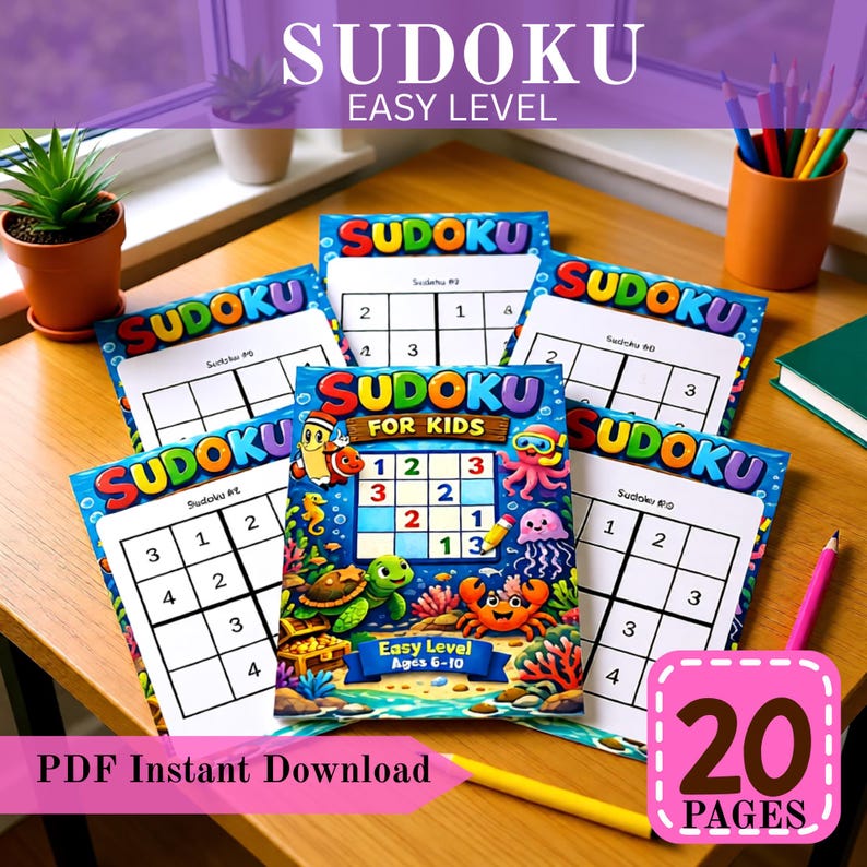 Sudoku for Kids Easy Level | Printable Underwater Theme Sudoku Puzzles ...