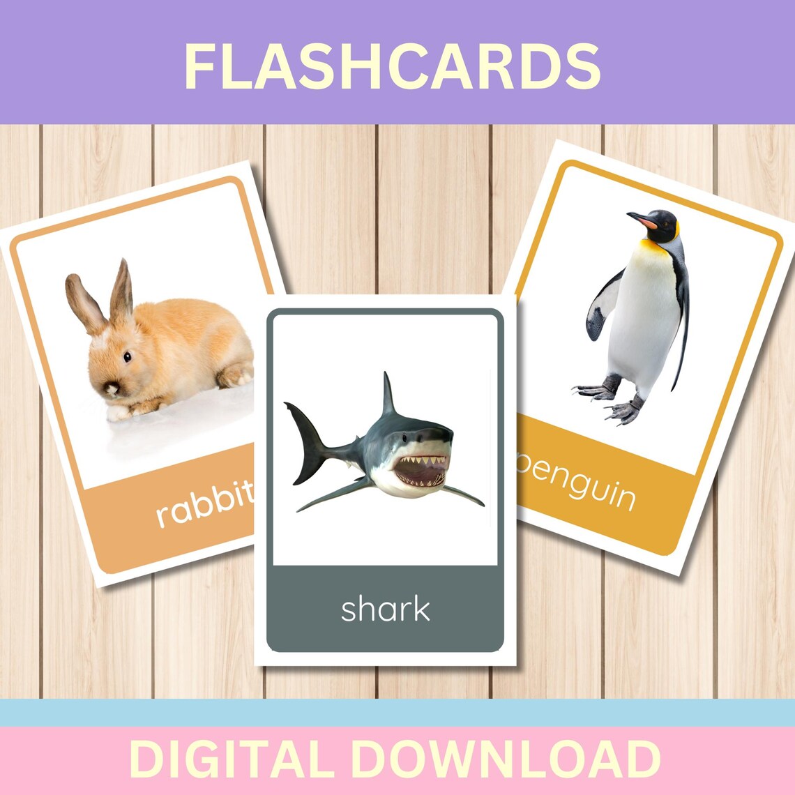 Animal Flashcards, 50 Printable Flashcards, Preschool Flashcards ...