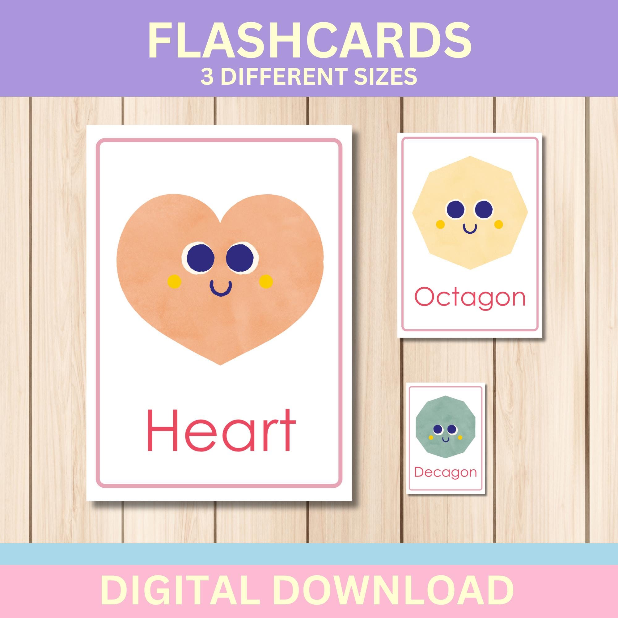 Geometric Shapes Flash Cards Printable Montessori Materials Preschool ...