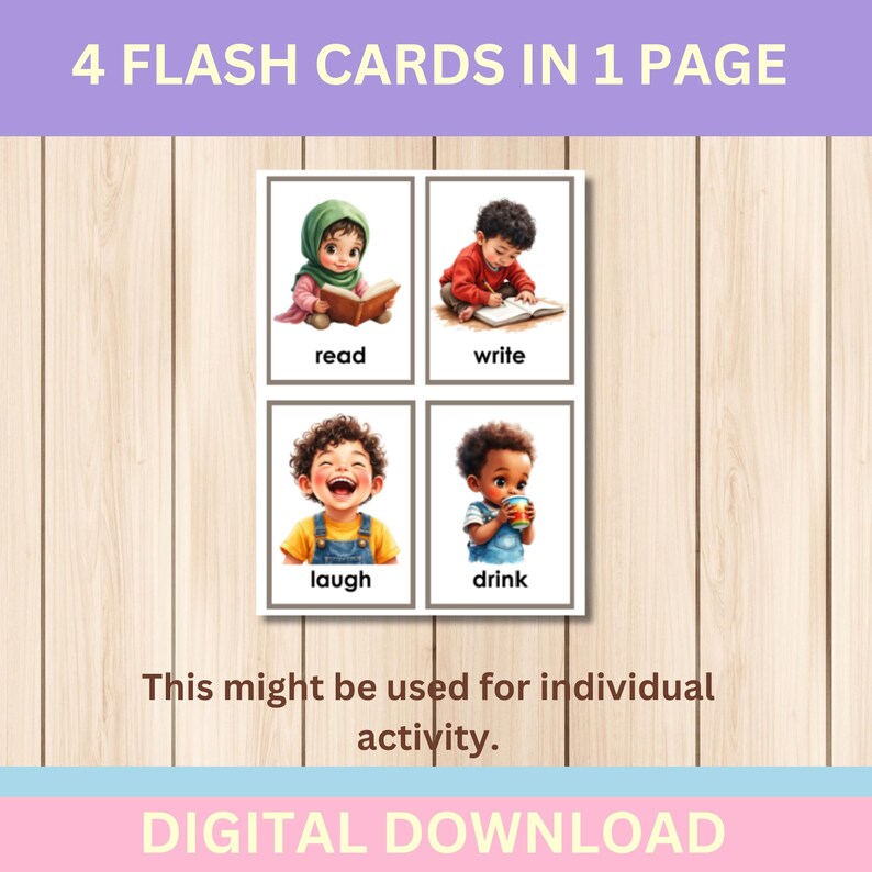 ACTION WORDS FLASHCARDS | Vocabulary | Parts of Speech | Positional ...