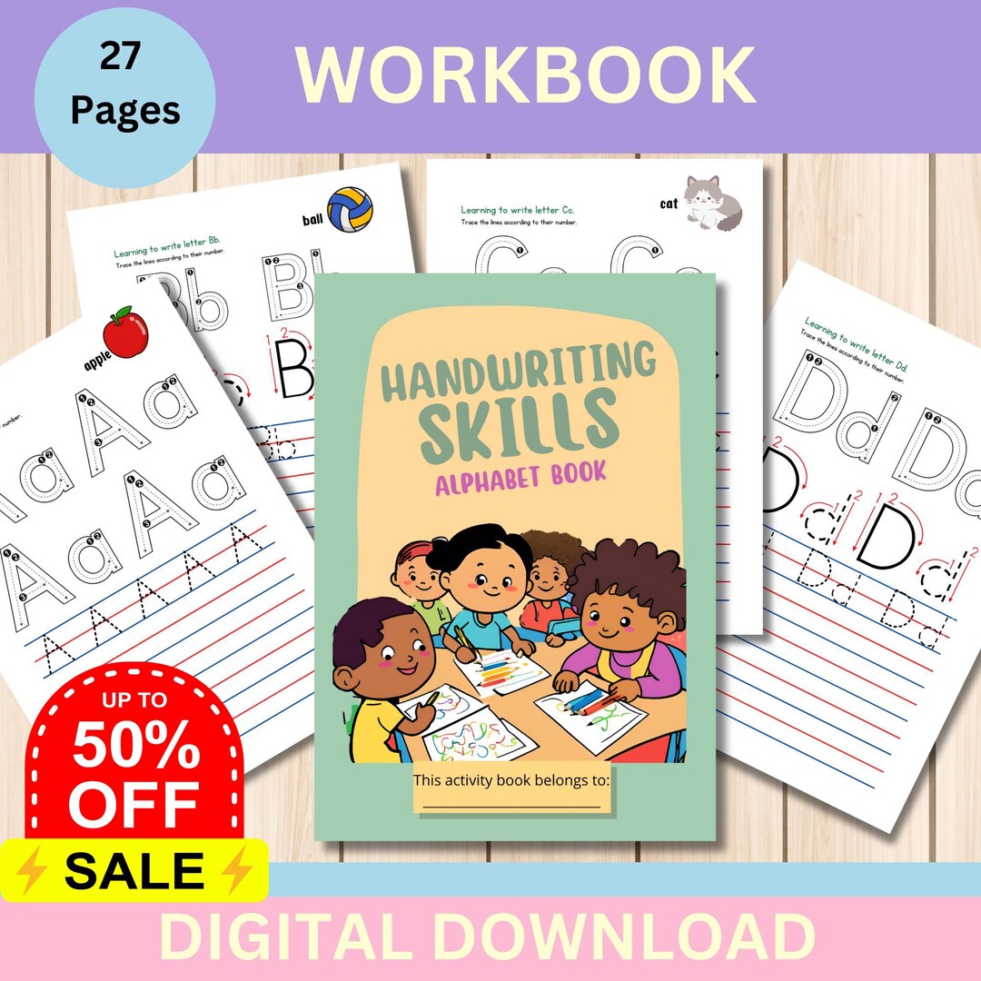 Handwriting Skills Alphabet A-Z PDF | Minimalist Design | Kids ...
