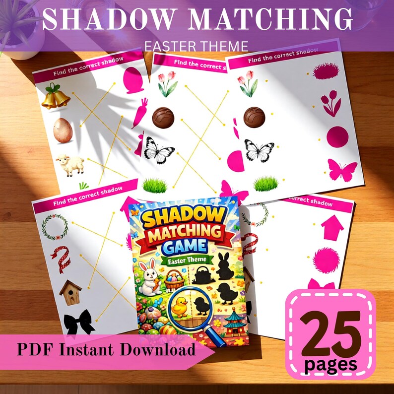 Easter Shadow Matching Game | Printable Kids Activity | 25‑page PDF ...