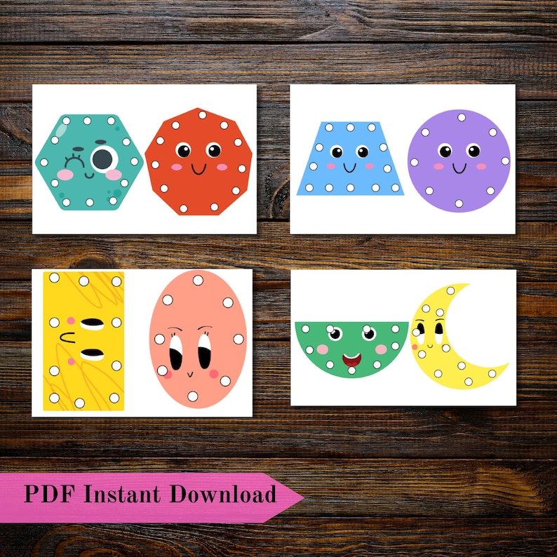 Shape Lacing Cards for Kids | Printable PDF | Preschool Fine Motor ...