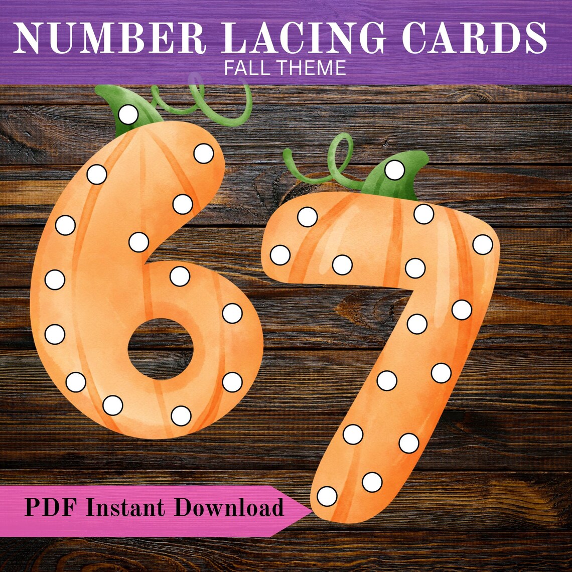 Fall Pumpkin Number Lacing Cards | Printable PDF | Kids Fine Motor ...