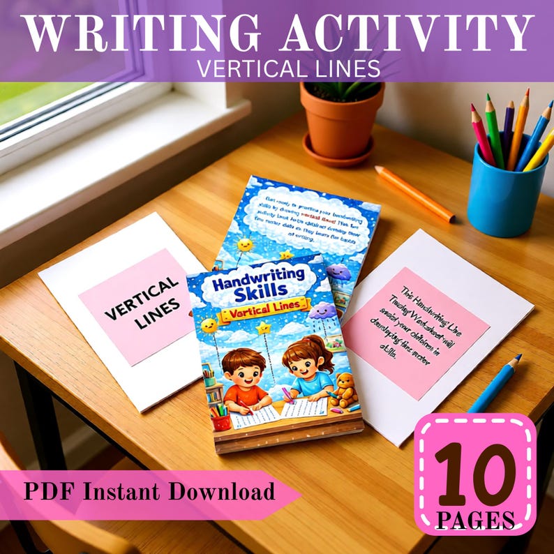 Writing Activity Vertical Lines Worksheet | Handwriting Practice for ...