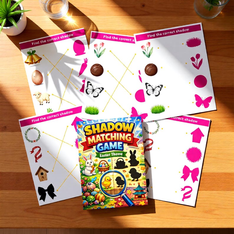 Easter Shadow Matching Game | Printable Kids Activity | 25‑page PDF ...