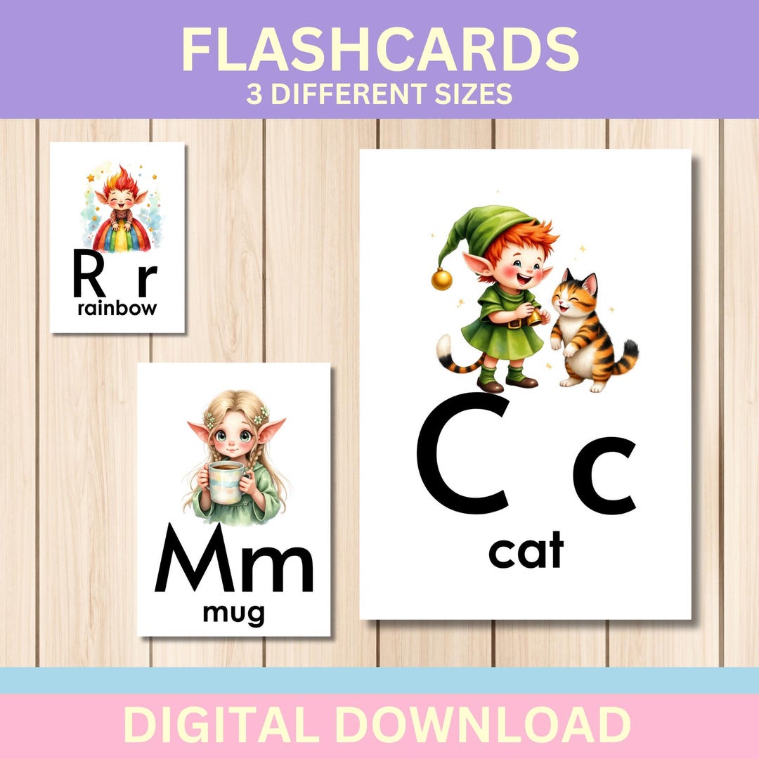 Whimsical Elf Flash Cards – Set of 3 Sizes for Fun Learning, Printable ...