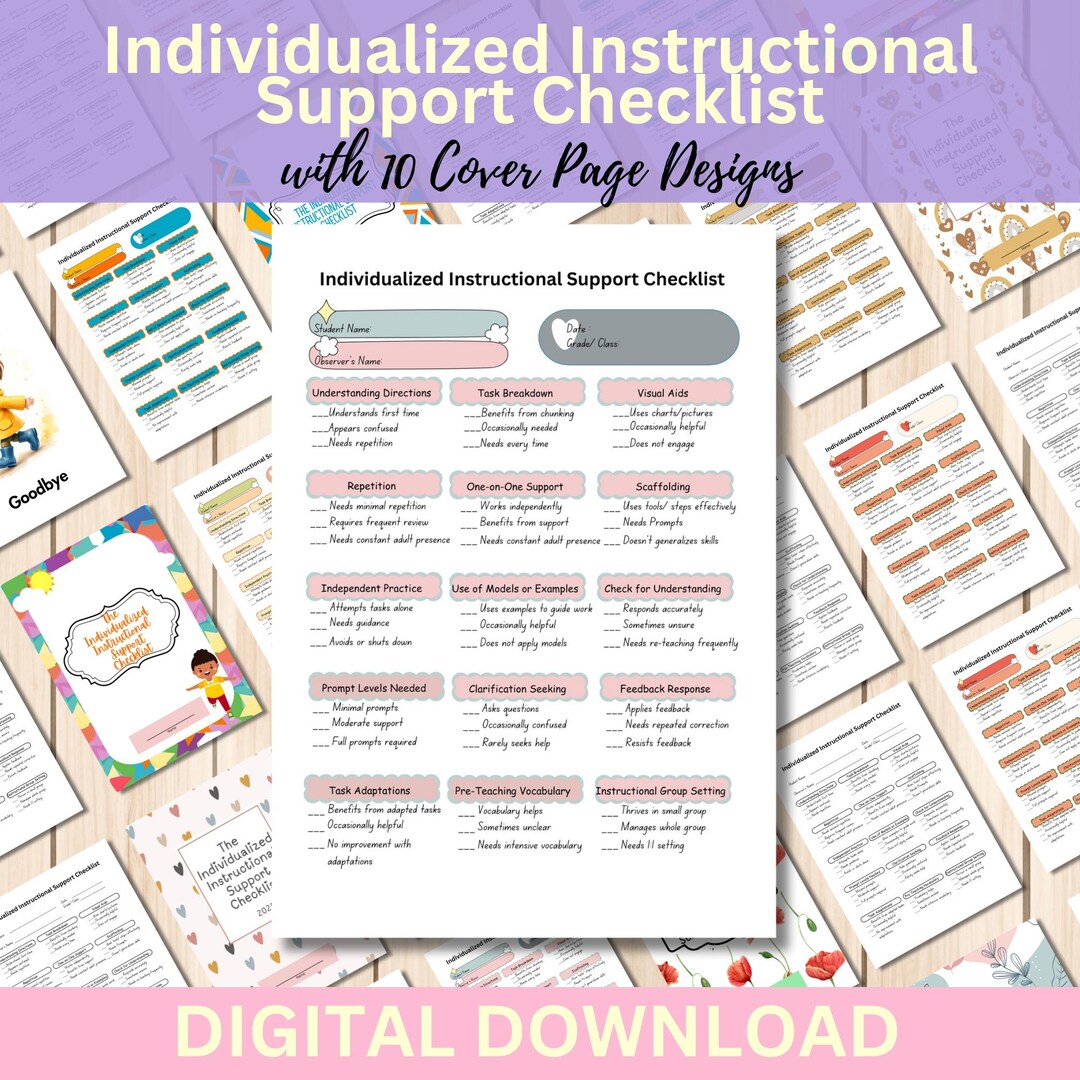 Individualized Instructional Support Checklist for Special Needs | IEP ...