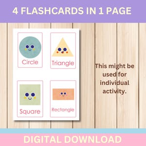 Geometric Shapes Flash Cards Printable Montessori Materials Preschool ...