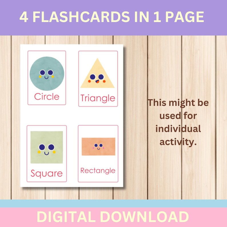 Geometric Shapes Flash Cards Printable Montessori Materials Preschool ...