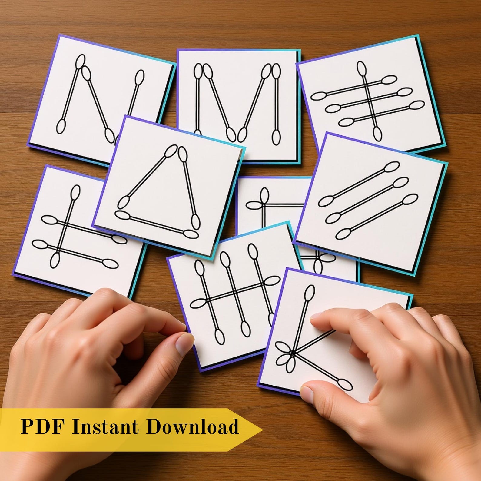 Cotton Swab Pattern Cards – 25 Cards | Montessori Printable Activities ...