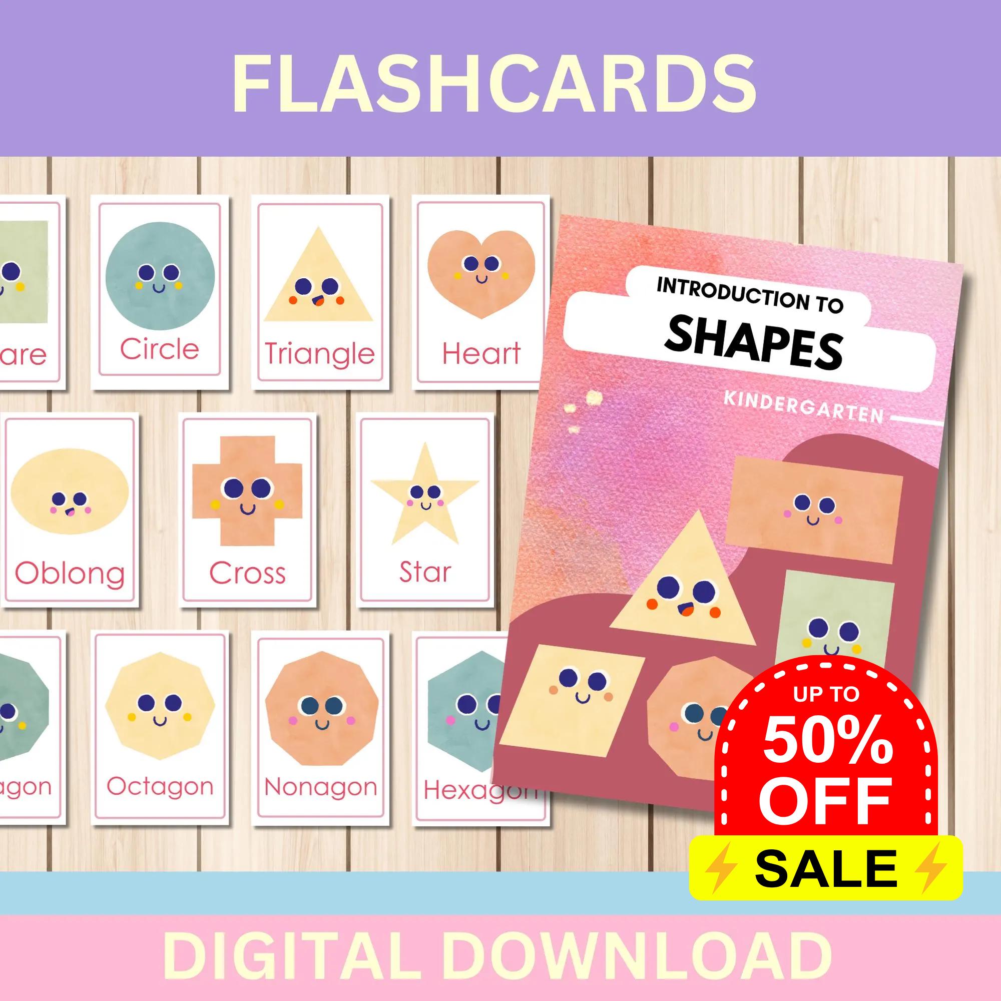 Geometric Shapes Flash Cards Printable Montessori Materials Preschool ...