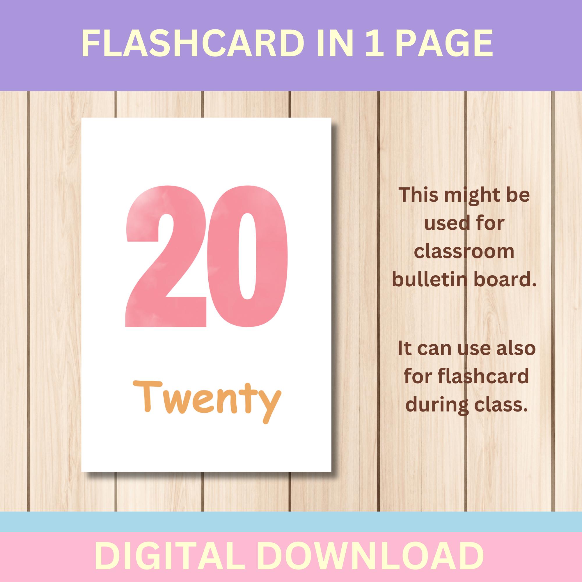 Number Flash Cards Homeschool Preschool Montessori Printable Cards Math Classroom Decor Count ...
