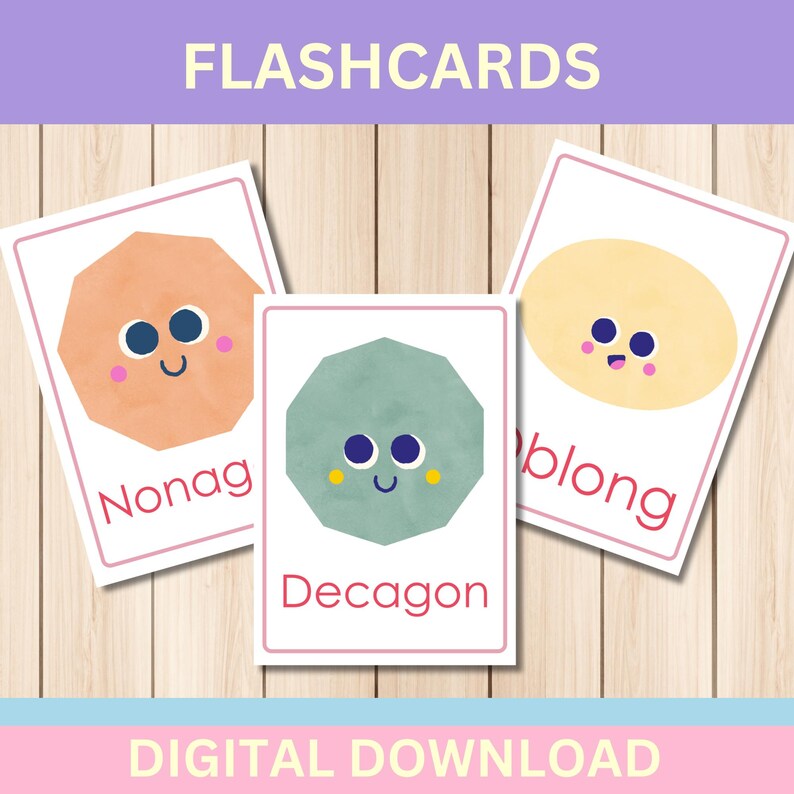 Geometric Shapes Flash Cards Printable Montessori Materials Preschool ...