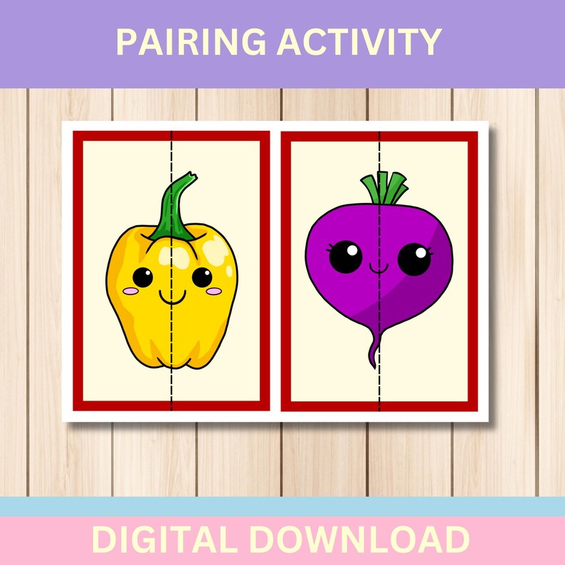 40 Cute Fruits and Vegetables Paring Activity for Kids | Learning ...