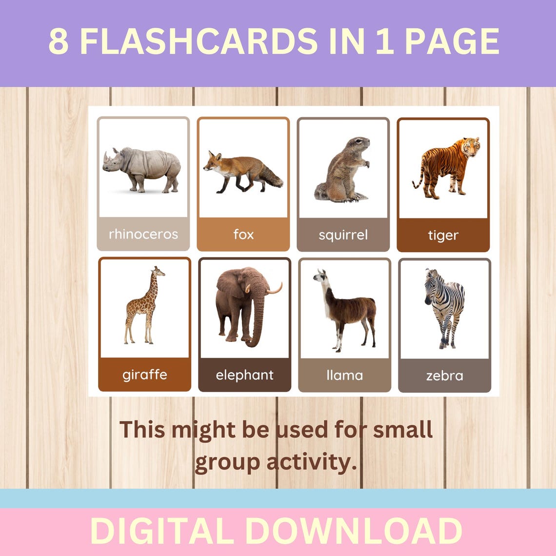 Animal Flashcards, 50 Printable Flashcards, Preschool Flashcards ...